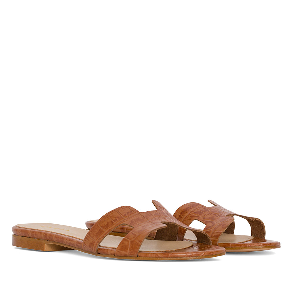 Sandalia Annetta En Piel Coco Cuero – elodieshoes