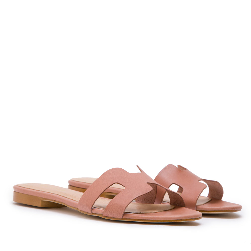 Sandalia Annetta En Piel Vaqueta Nude – elodieshoes
